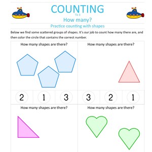 Counting Worksheet for Kindergarten - Counting to 3 - (set 4 ...