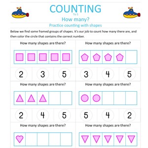 Counting Worksheet for Kindergarten - Counting to 5 - (set 3 ...