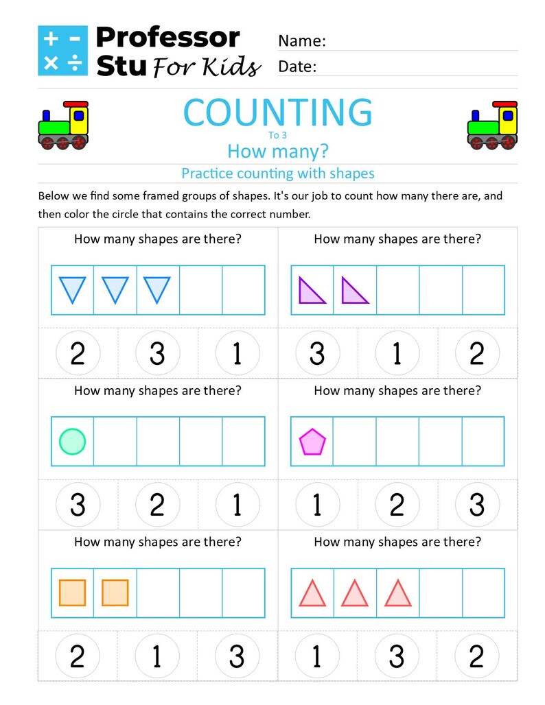 Counting Worksheet for Pre-kindergarten - Counting to 3 - (set 4 ...
