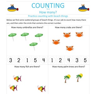 Counting Worksheet for Kindergarten - Counting to 5 - (set 4 ...