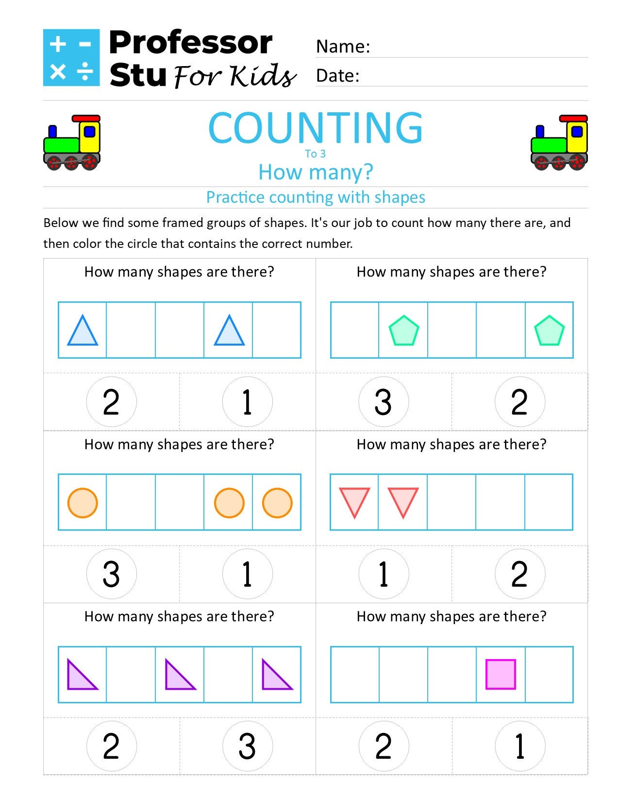 Counting Worksheet for Pre-kindergarten Counting to 3 set - Etsy