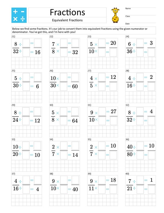 Hojas De Trabajo De Grupos De Fracciones