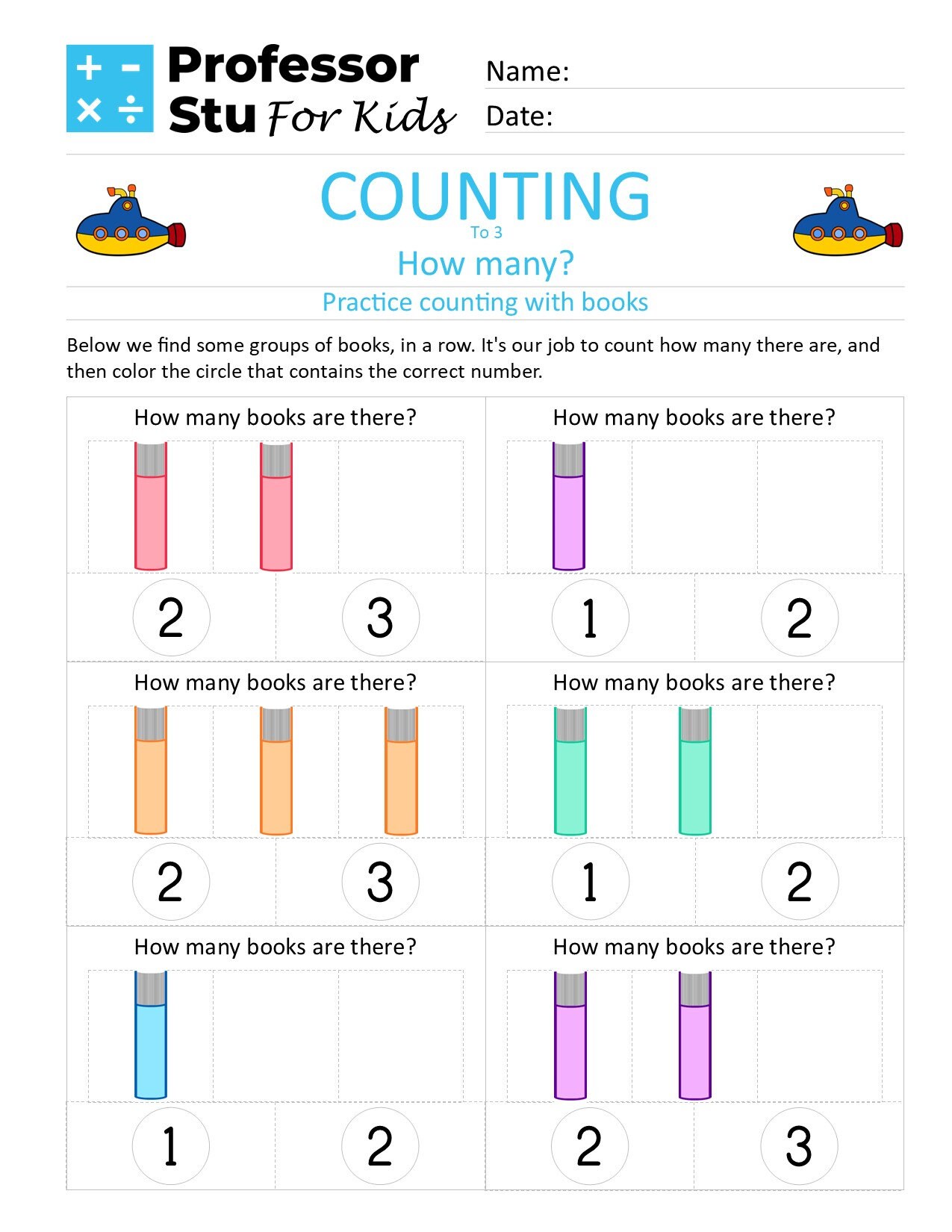 Counting Worksheet for Kindergarten Counting to 3 set 1 - Etsy