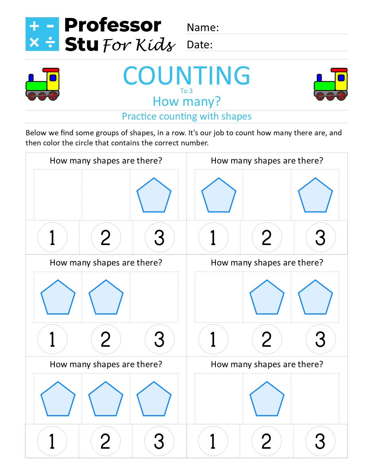 Counting Worksheet for Pre-kindergarten Counting to 3 set 2 Includes 2 ...