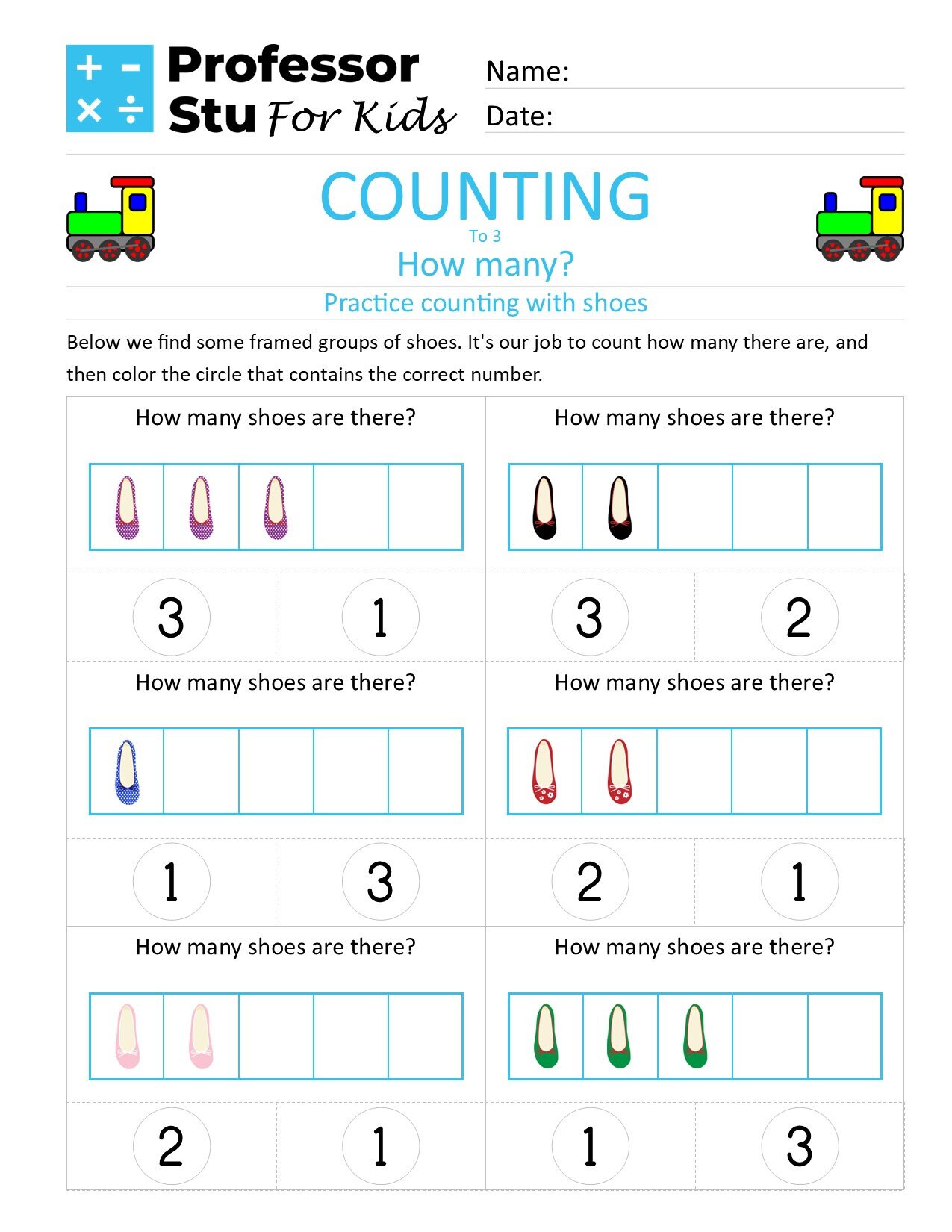 Counting Worksheet for Pre-kindergarten Counting to 3 set - Etsy