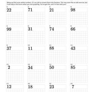 Fraction Worksheets With Video Walkthrough - Convert a Whole Number to ...