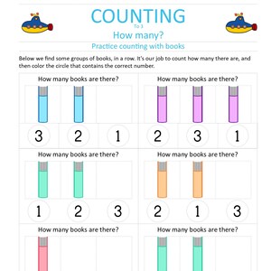 Counting Worksheet for Kindergarten - Counting to 3 - (set 4 ...