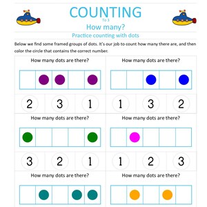 Counting Worksheet for Kindergarten - Counting to 3 - (set 4 ...