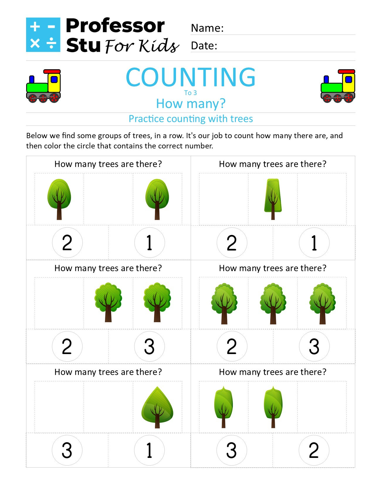 Counting Worksheet for Pre-kindergarten Counting to 3 set - Etsy