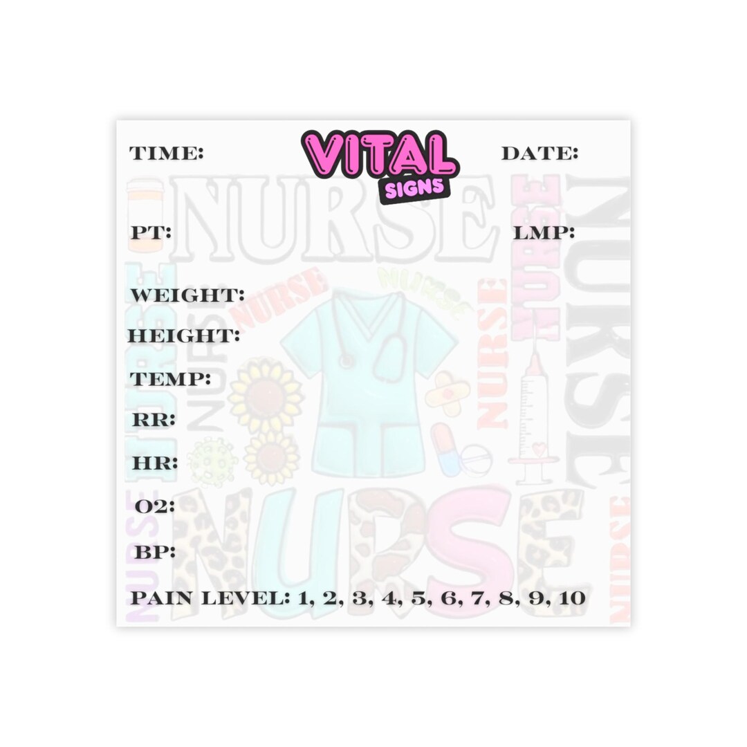 Nurse Vital Signs Post-it Notes- Perfect for Medical Professionals ...