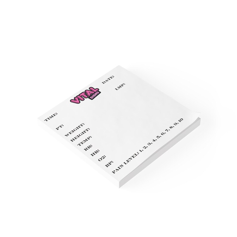 Nurse Vital Signs Post-it Notes, Medical Note Pads, Health Tracker ...