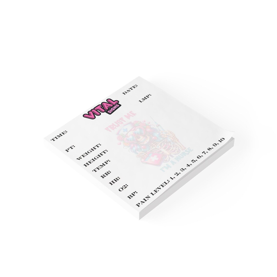 Nursing Post-it Notes, Custom Medical Vital Signs Reminder ...