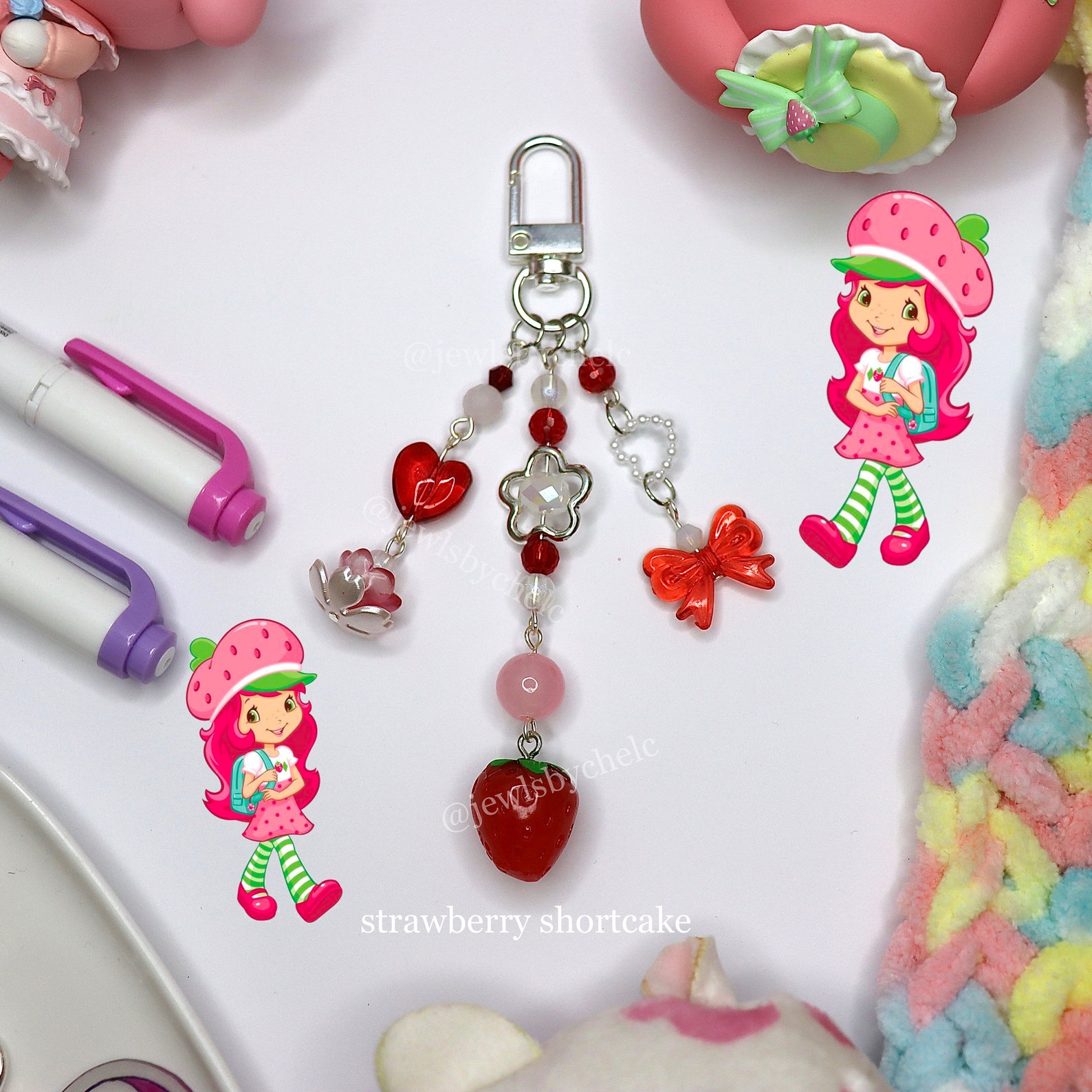 Strawberry Shortcake Inspired Handmade Keychains Unique Stylish ...