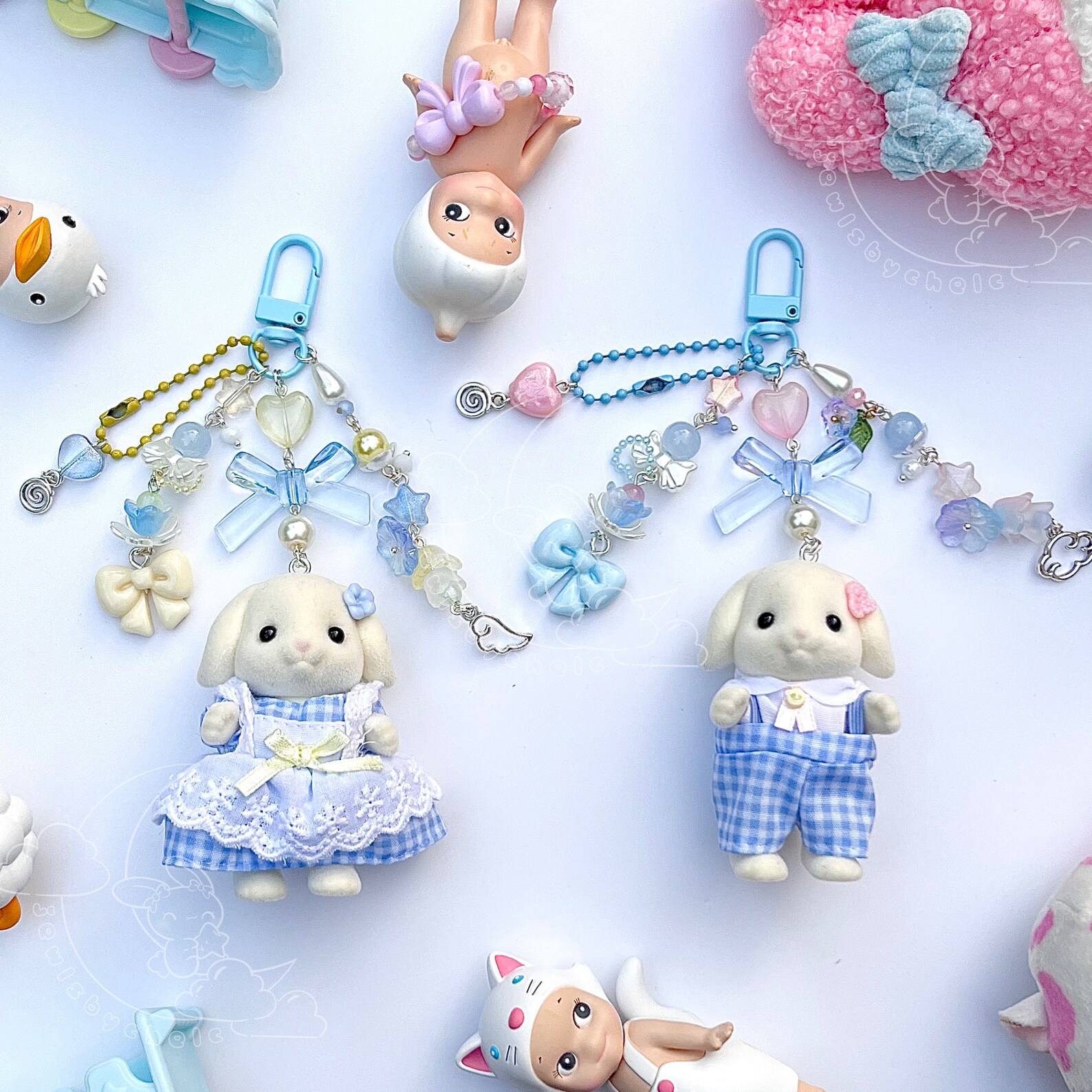 Calico Critters Flora Rabbits Handmade Keychains - Unique Collectible ...