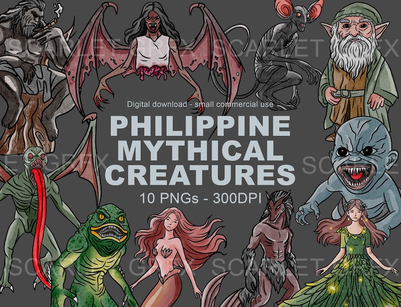 Philippine Mythical Creatures Clipart | PNG Digital Download | Filipino ...