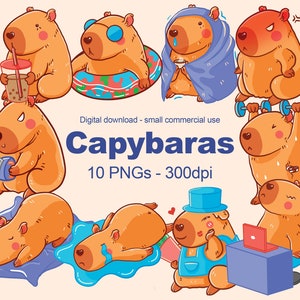 Capybara Clipart - Capybara Download - Instant Download - Cute Capybaras - Pups - Rodent Species ...
