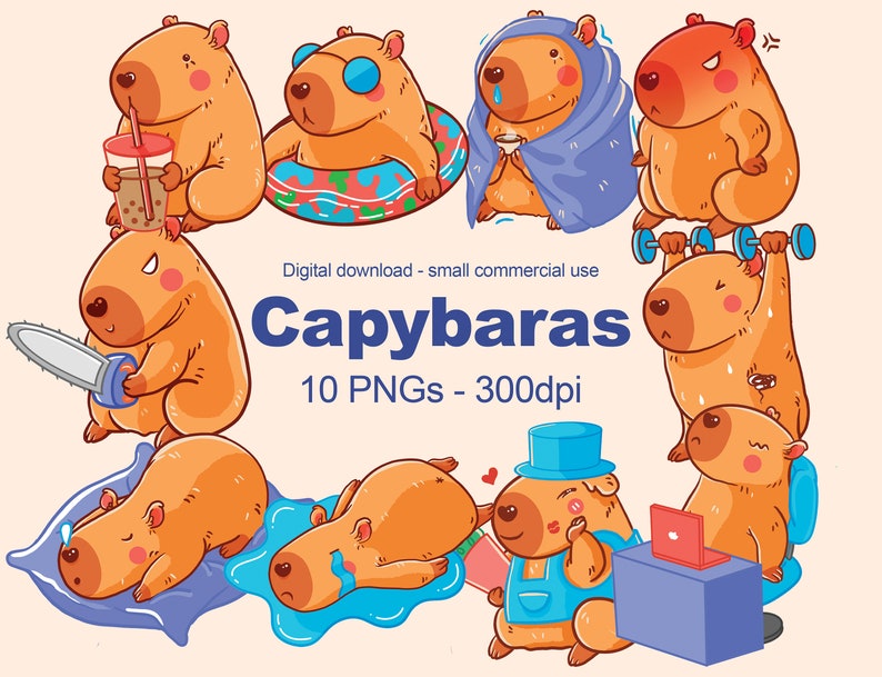 Capybara Clipart - Capybara Download - Instant Download - Cute ...