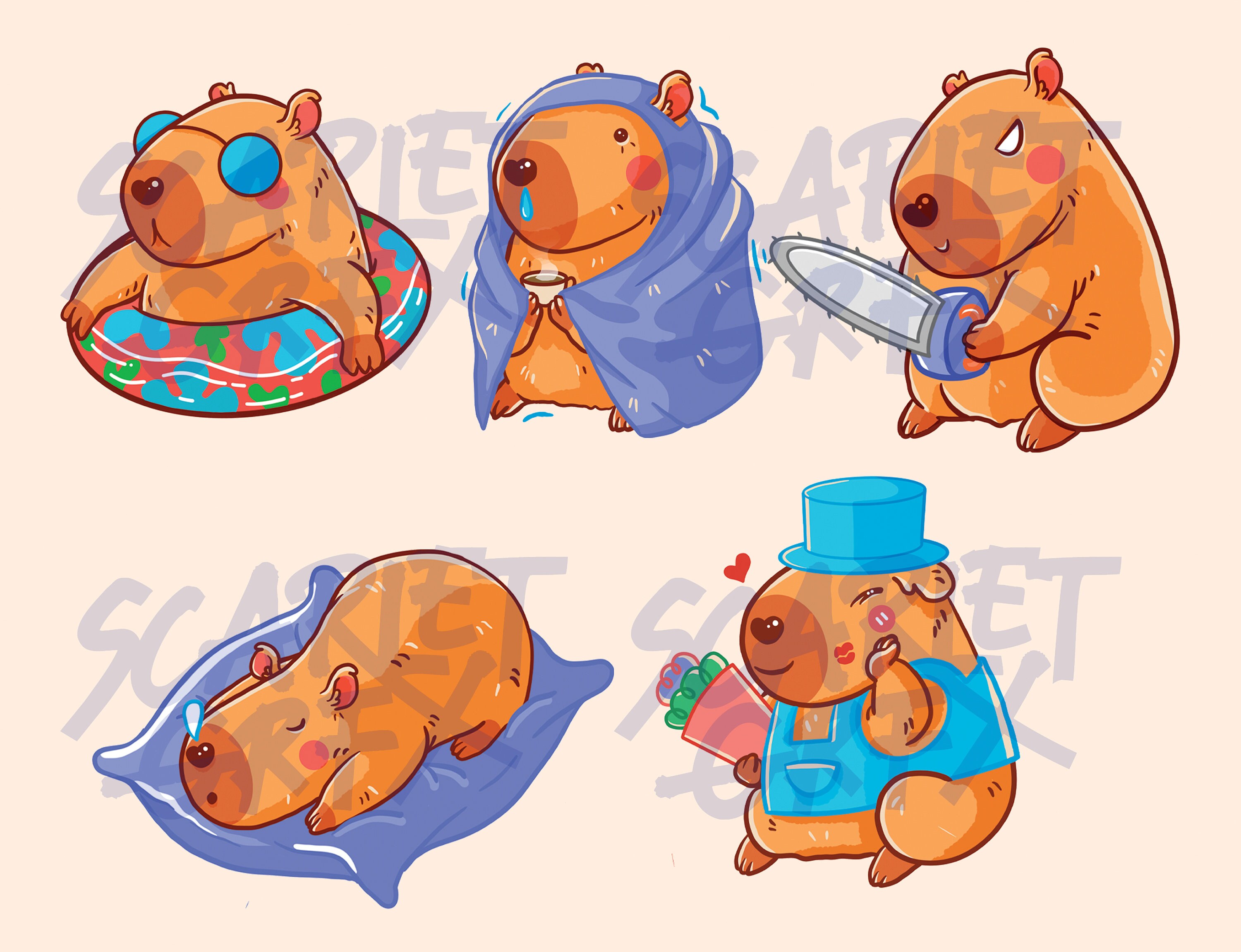 Capybara Clipart - Capybara Download - Instant Download - Cute ...