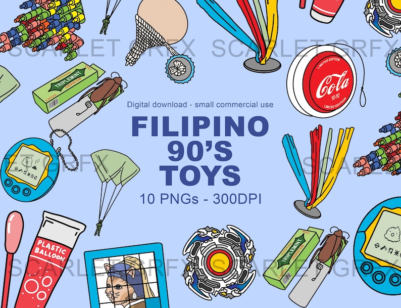 Filipino 90s Toys Cliparts in PNG Digital Download Illustrations ...