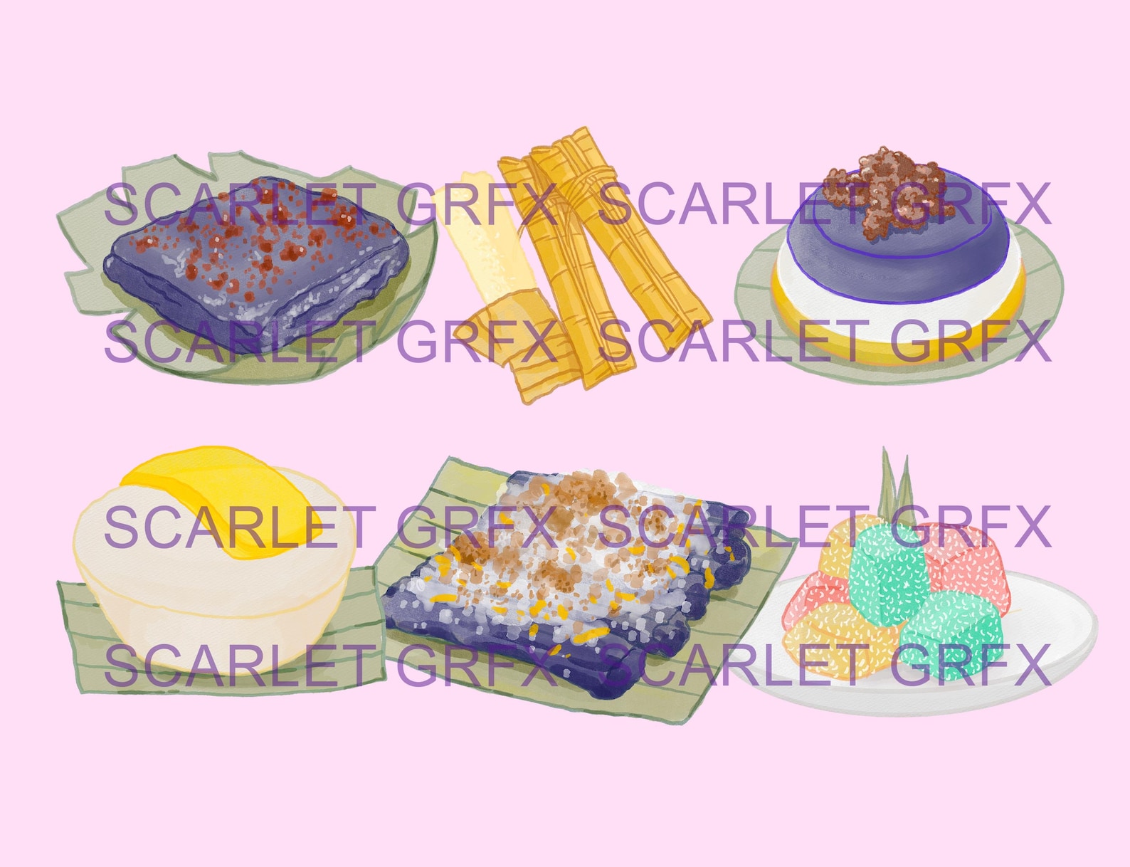 Philippine Kakanin Clipart PNG | Filipino Native Delicacies | Digital ...