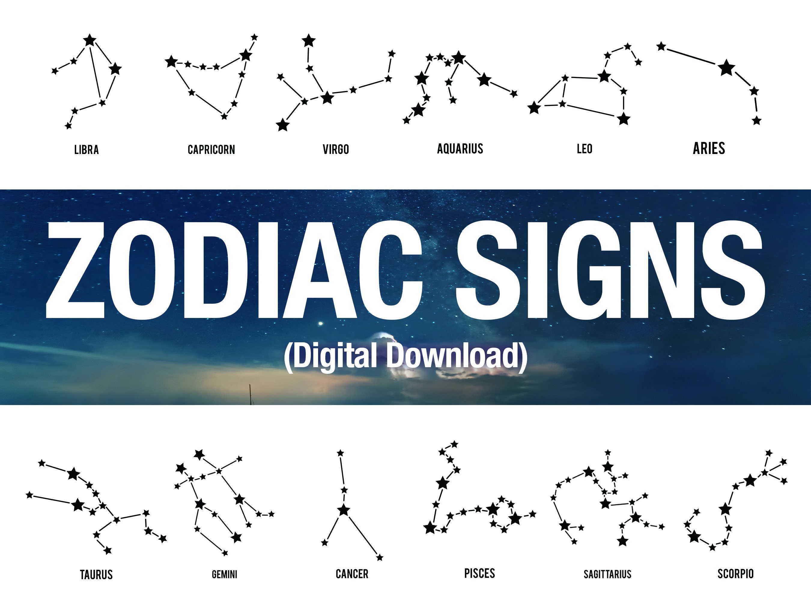 12 Zodiac Signs Svg Bundle for Zodiac Signs and - Etsy