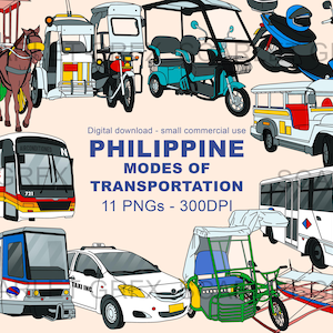 Philippine Modes of Transportation Clipart - Jeep Tricycle E-bike ...
