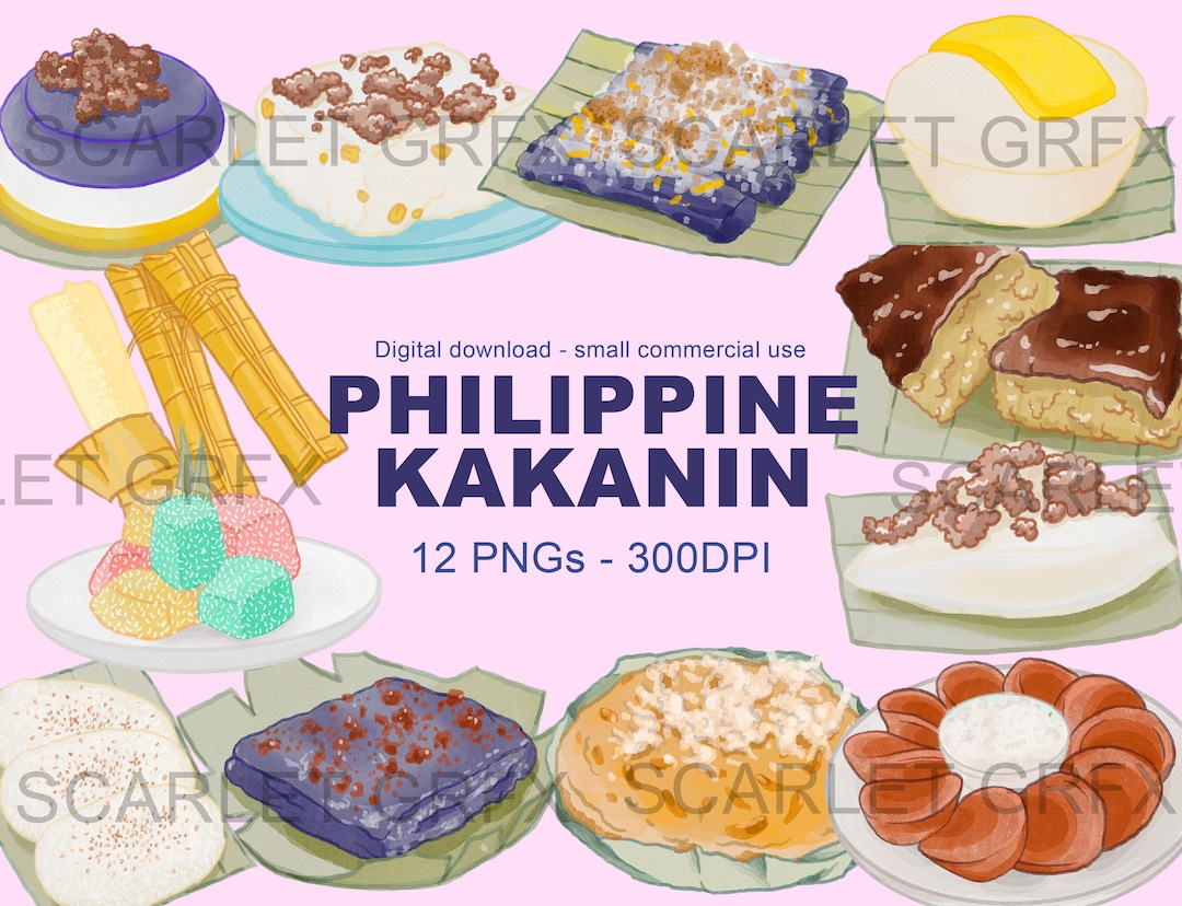 Philippine Kakanin Clipart PNG | Filipino Native Delicacies | Digital ...