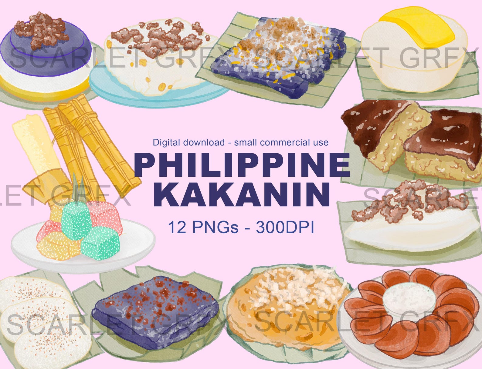 Philippine Kakanin Clipart PNG | Filipino Native Delicacies | Digital ...