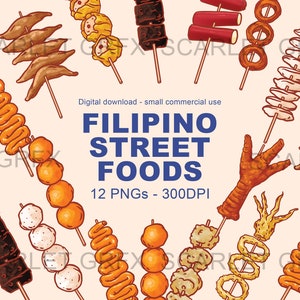 Filipino Street Food Cliparts in PNG Digital Download Illustrations ...