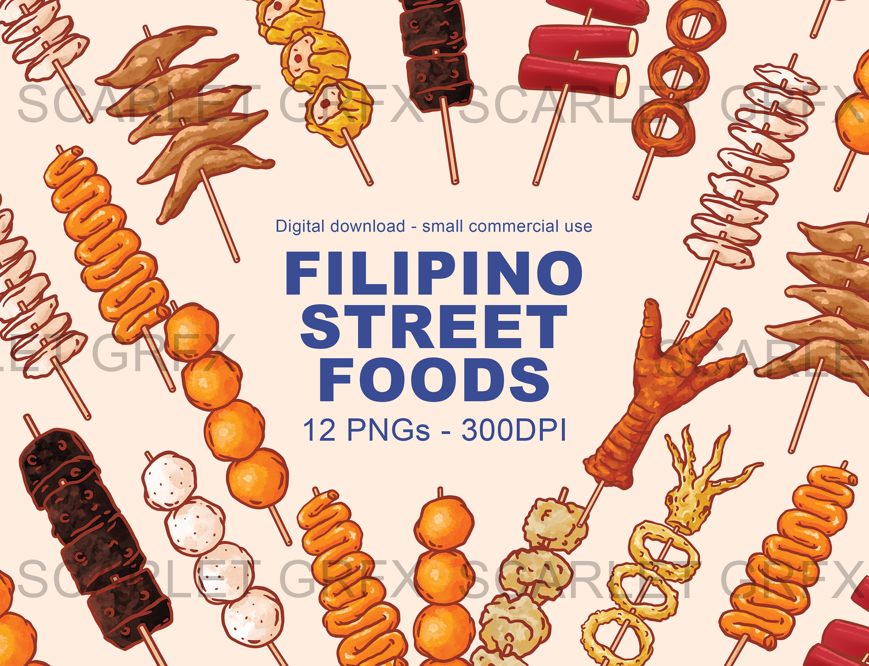 Filipino Street Food Cliparts in PNG Digital Download Illustrations ...