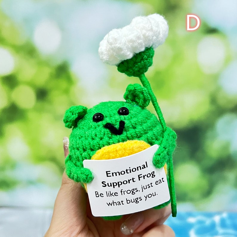 Cute Crochet Custom Positive Frog,handmade Crochet Animals,cute Desk ...