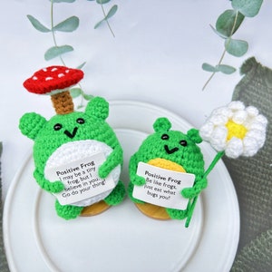 Cute Crochet Custom Positive Frog,handmade Crochet Animals,cute Desk ...