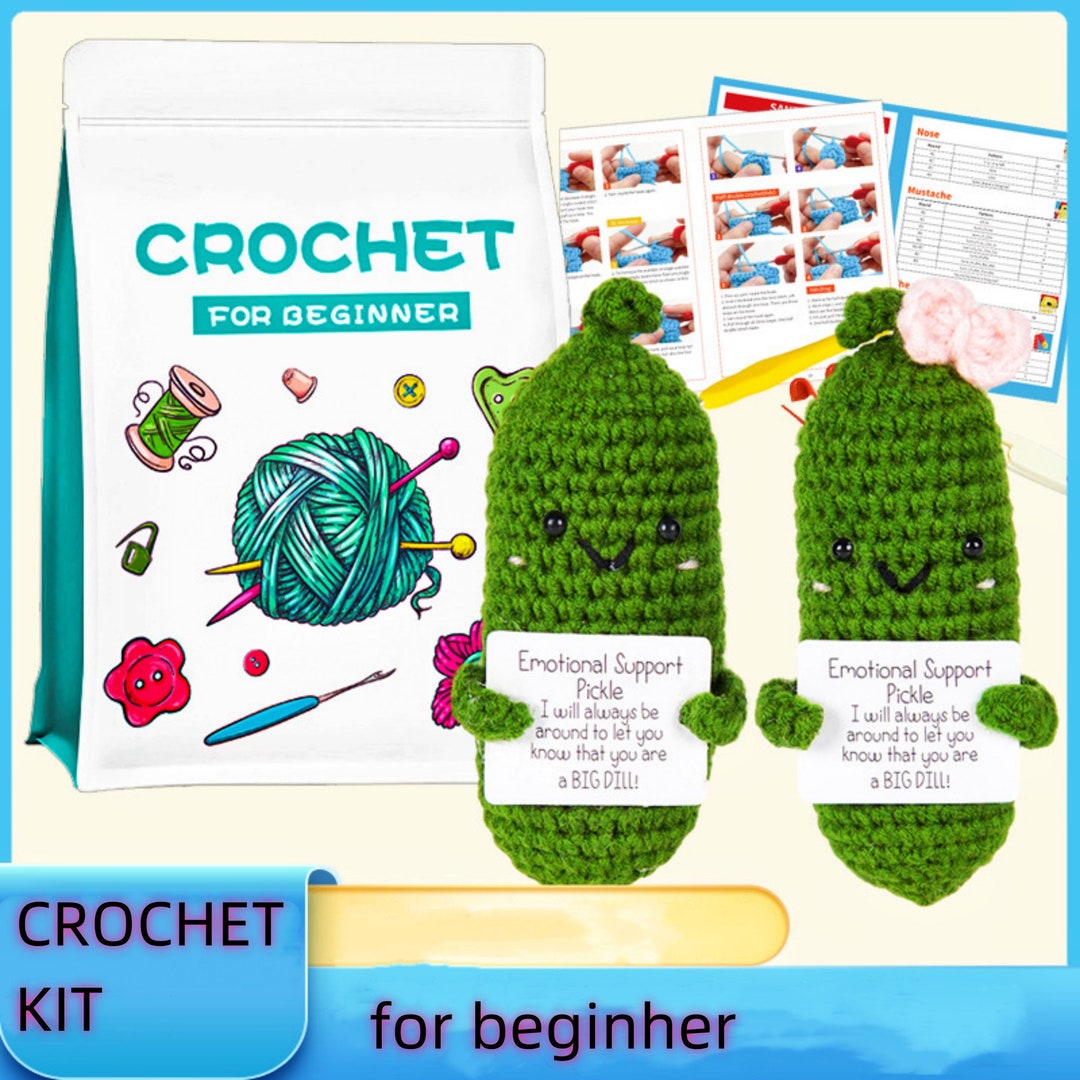 Handmade Pickle Crochet Kit for Beginner,diy Emotional Support Pickle ...