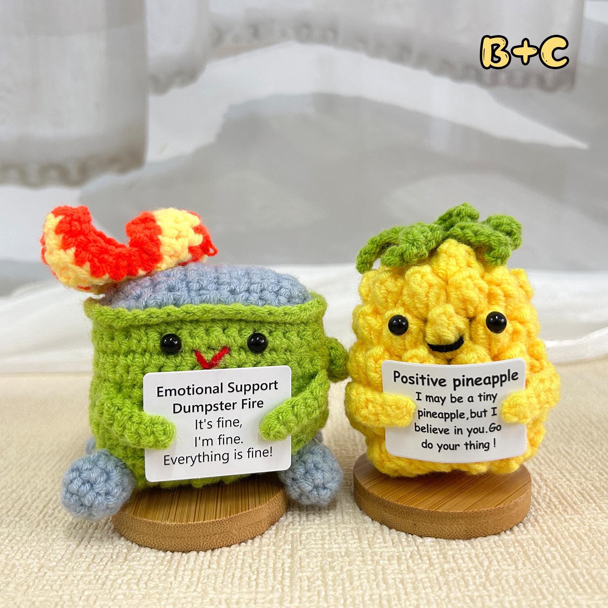 Positive Pickle,emotional Support Dumpster Fire,handmade Crochet ...