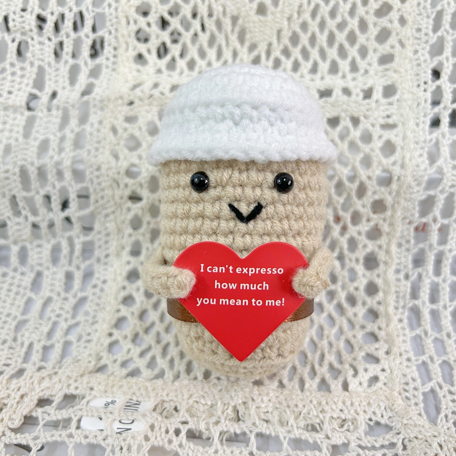 Handmade Crochet Coffee Bean and Coffee Cup,emotional Support Coffee ...