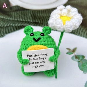 Cute Crochet Custom Positive Frog,handmade Crochet Animals,cute Desk ...