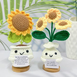 Cute Handmade Crochet Sunflower in Pot,crochet Sunflower Plant,crochet ...