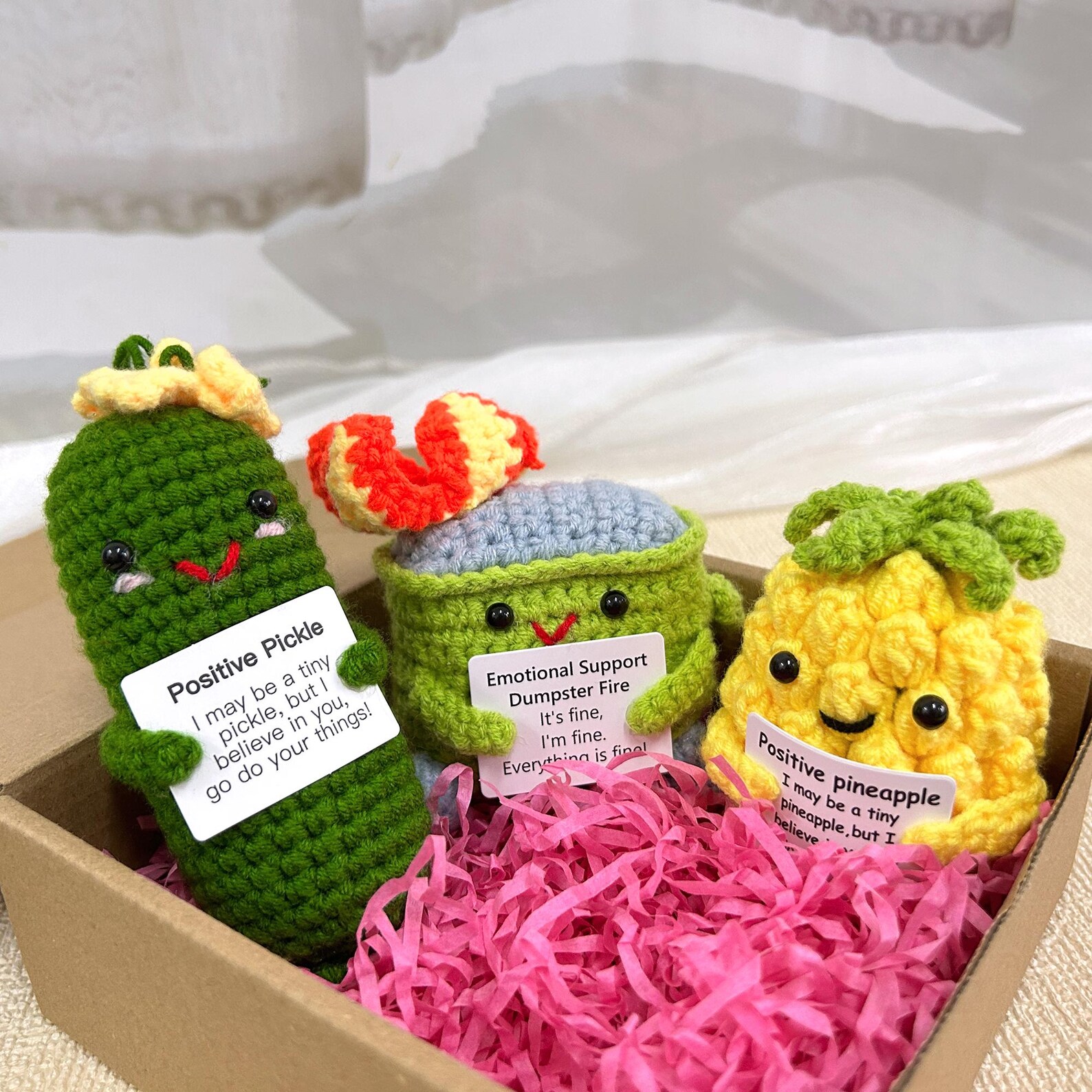 Positive Pickle,emotional Support Dumpster Fire,handmade Crochet ...