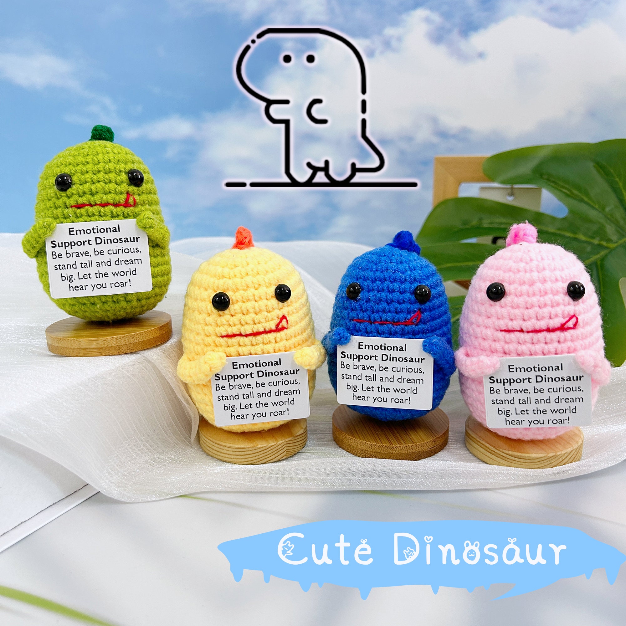 Cute Crochet Dinosaur,emotional Support Crochet,jurassic Dinosaurs ...