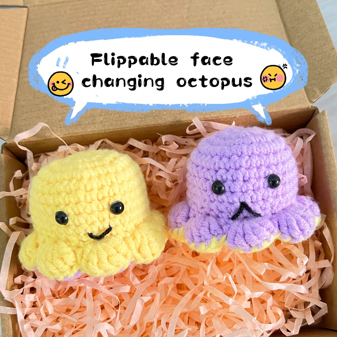 Mini Handmade Crocheted Flippable Face Changing Octopus,emotional ...