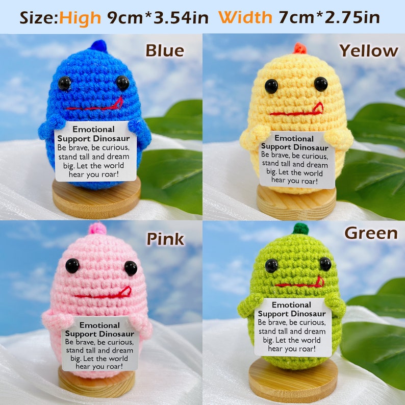 Cute Crochet Dinosaur,emotional Support Crochet,jurassic Dinosaurs ...
