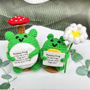 Cute Crochet Custom Positive Frog,handmade Crochet Animals,cute Desk ...