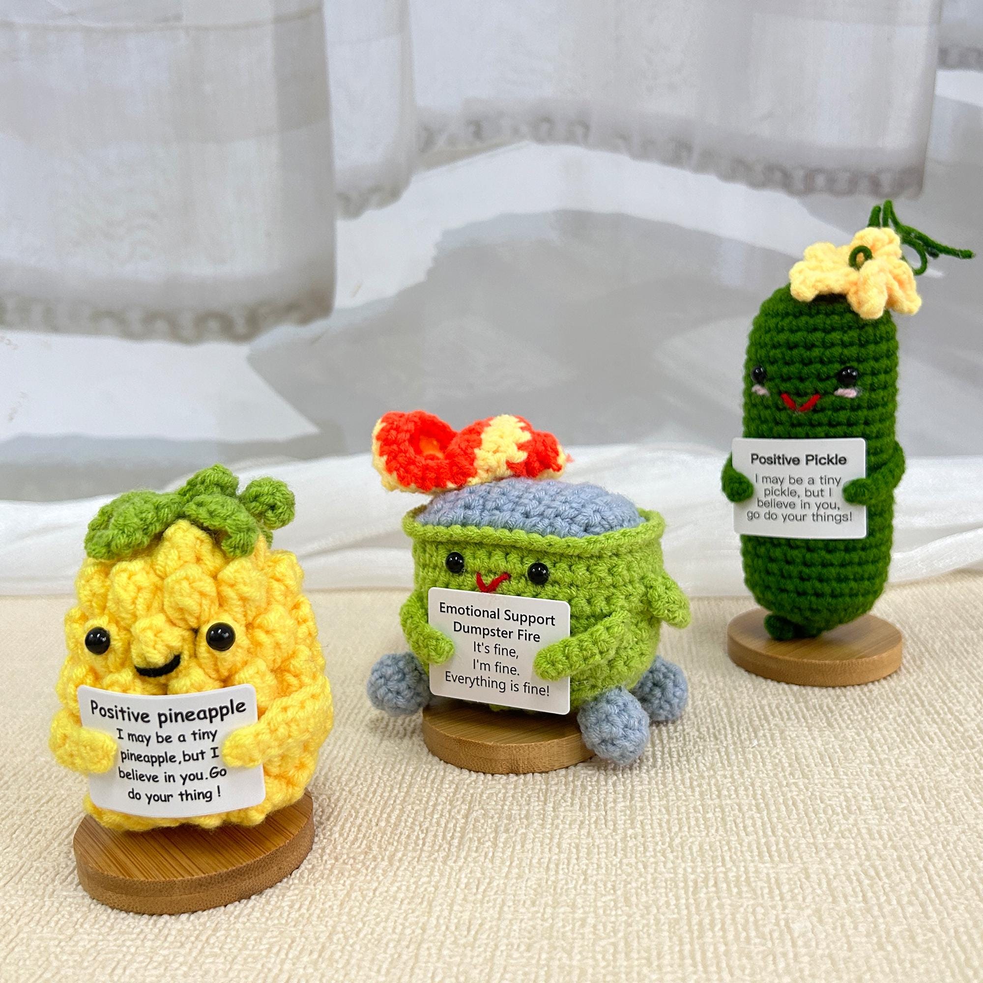 Positive Pickle,emotional Support Dumpster Fire,handmade Crochet ...