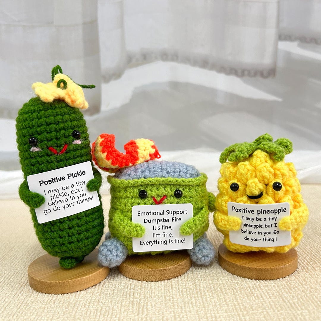 Positive Pickle,emotional Support Dumpster Fire,handmade Crochet ...