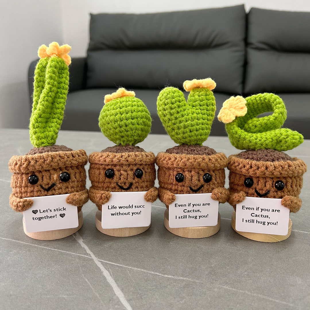 4PCS LOVE Crochet Cactus Plant,emotional Support Plant,mother's Day ...