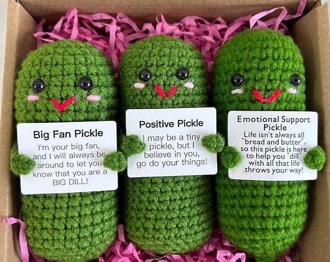 EMOTIONAL SUPPORT PICKLE, Cute Mini Good Luck Charm, Sweet Thoughts ...