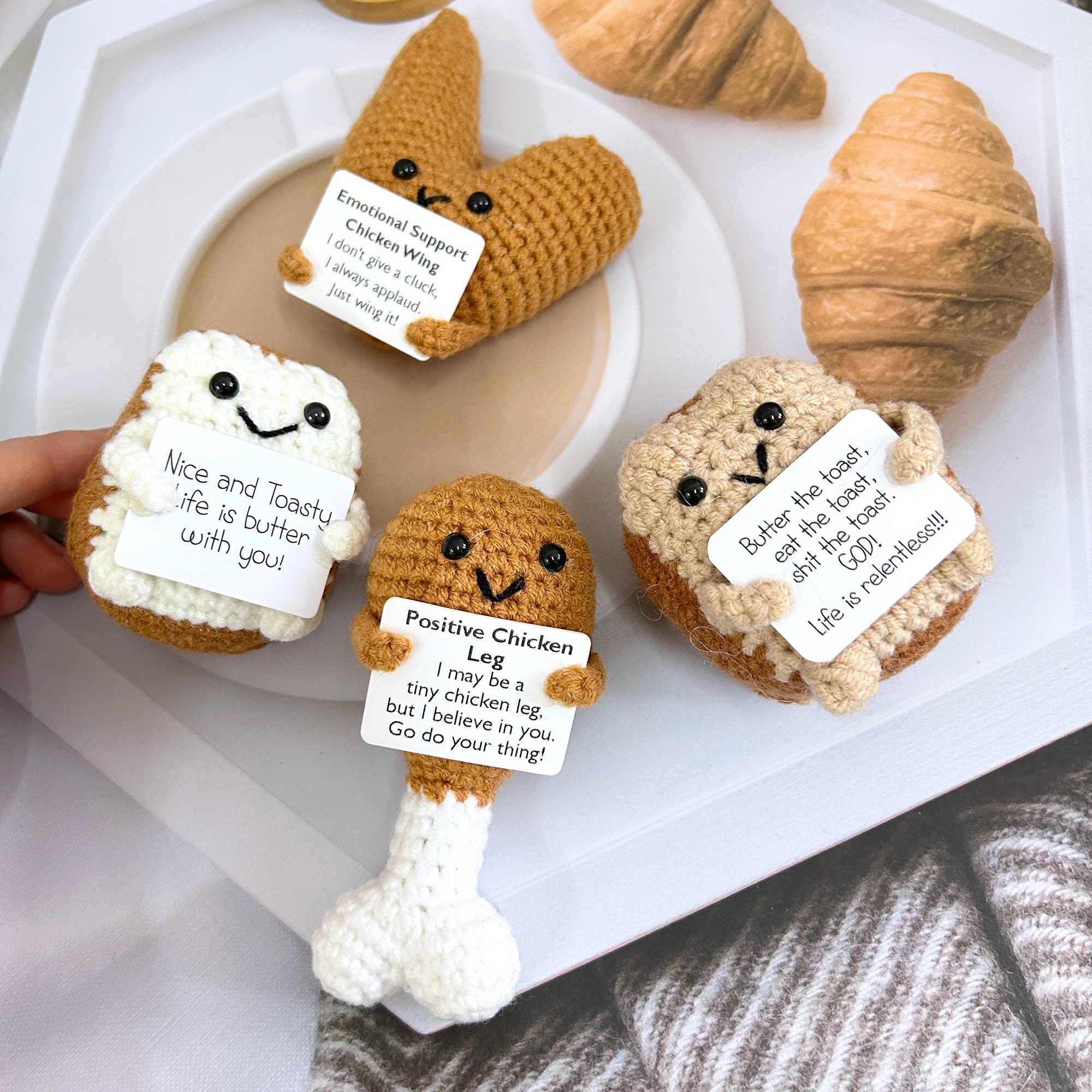 Handmade Crochet Bread Chicken Legs, Emotional Support Gift, Crochet ...