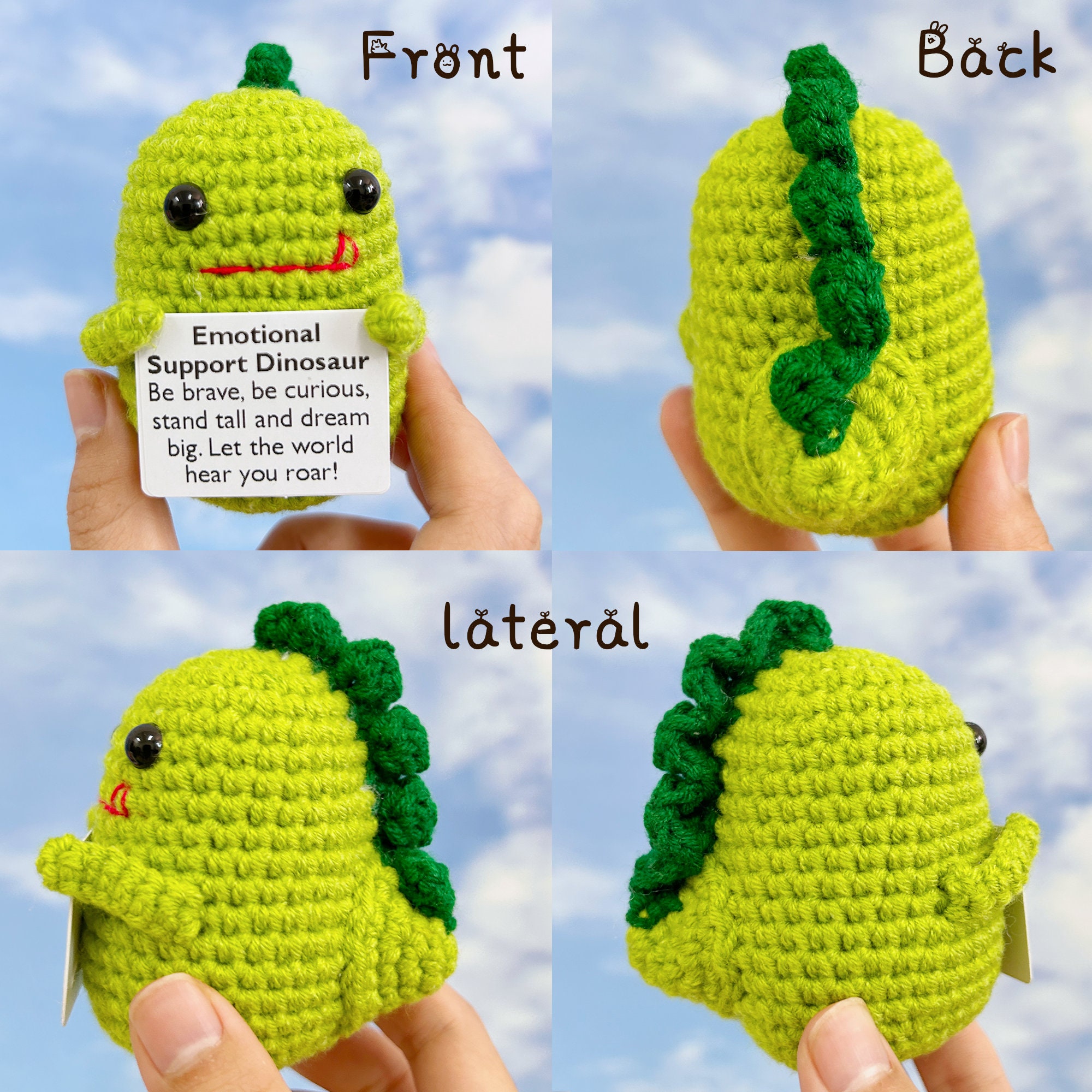 Cute Crochet Dinosaur,emotional Support Crochet,jurassic Dinosaurs ...