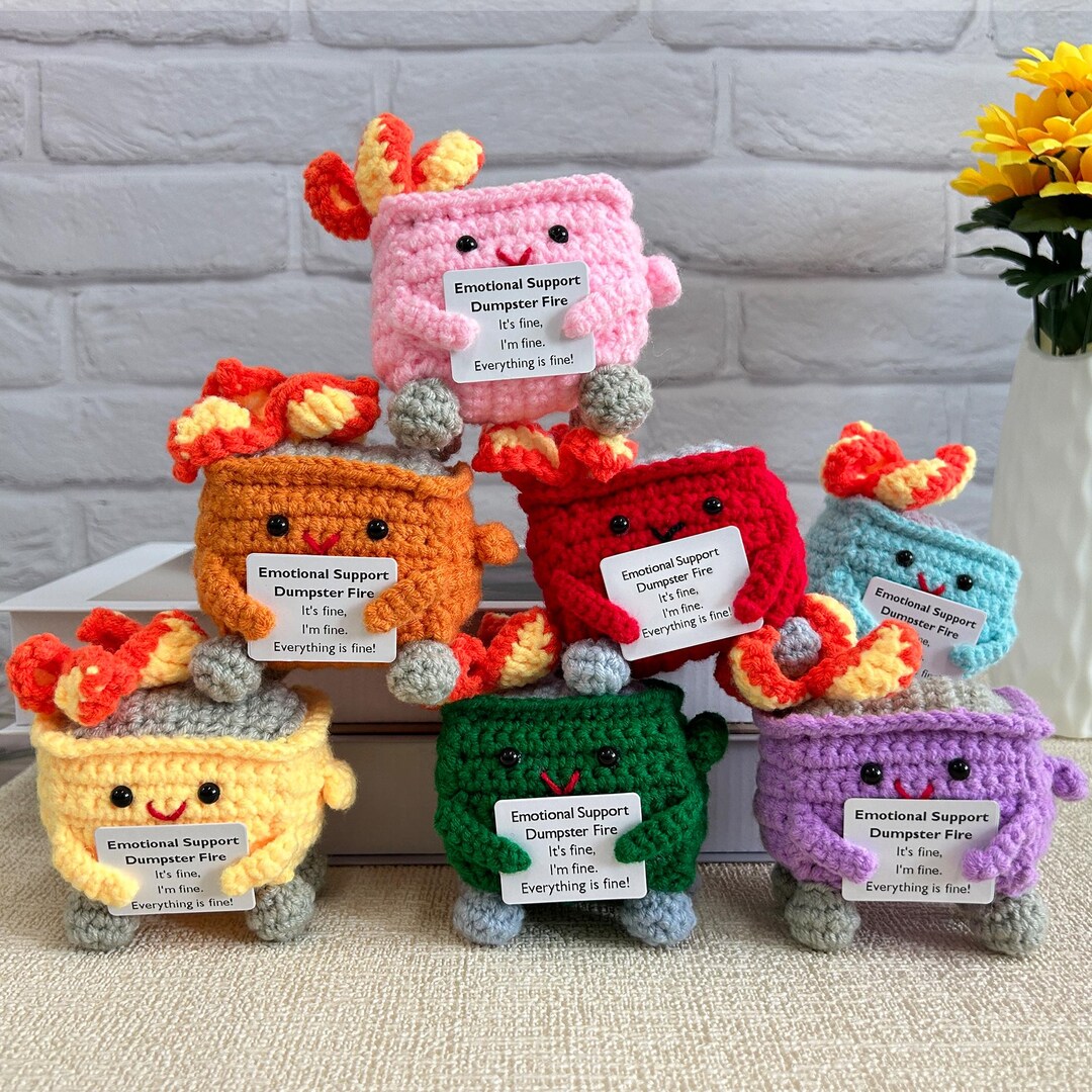 Handmade Crochet Emotional Support for Trash Cans on Fire, Incineration ...