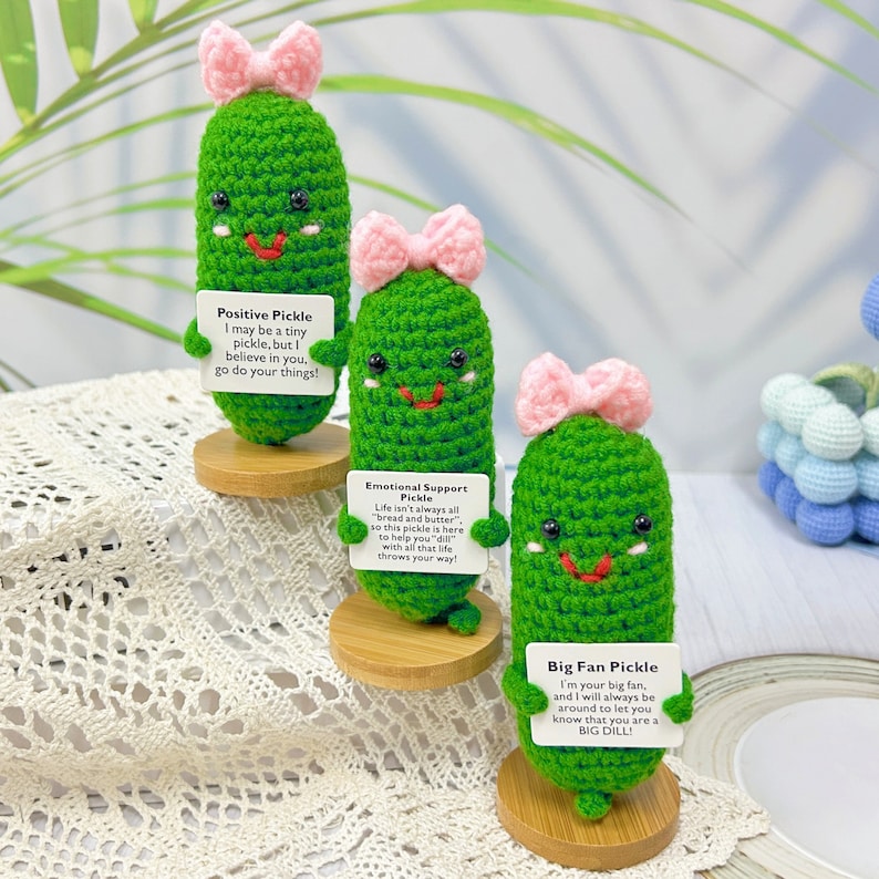 Handmade Crochet Pickles,emotional Support Pickle,positive Pickle,big ...